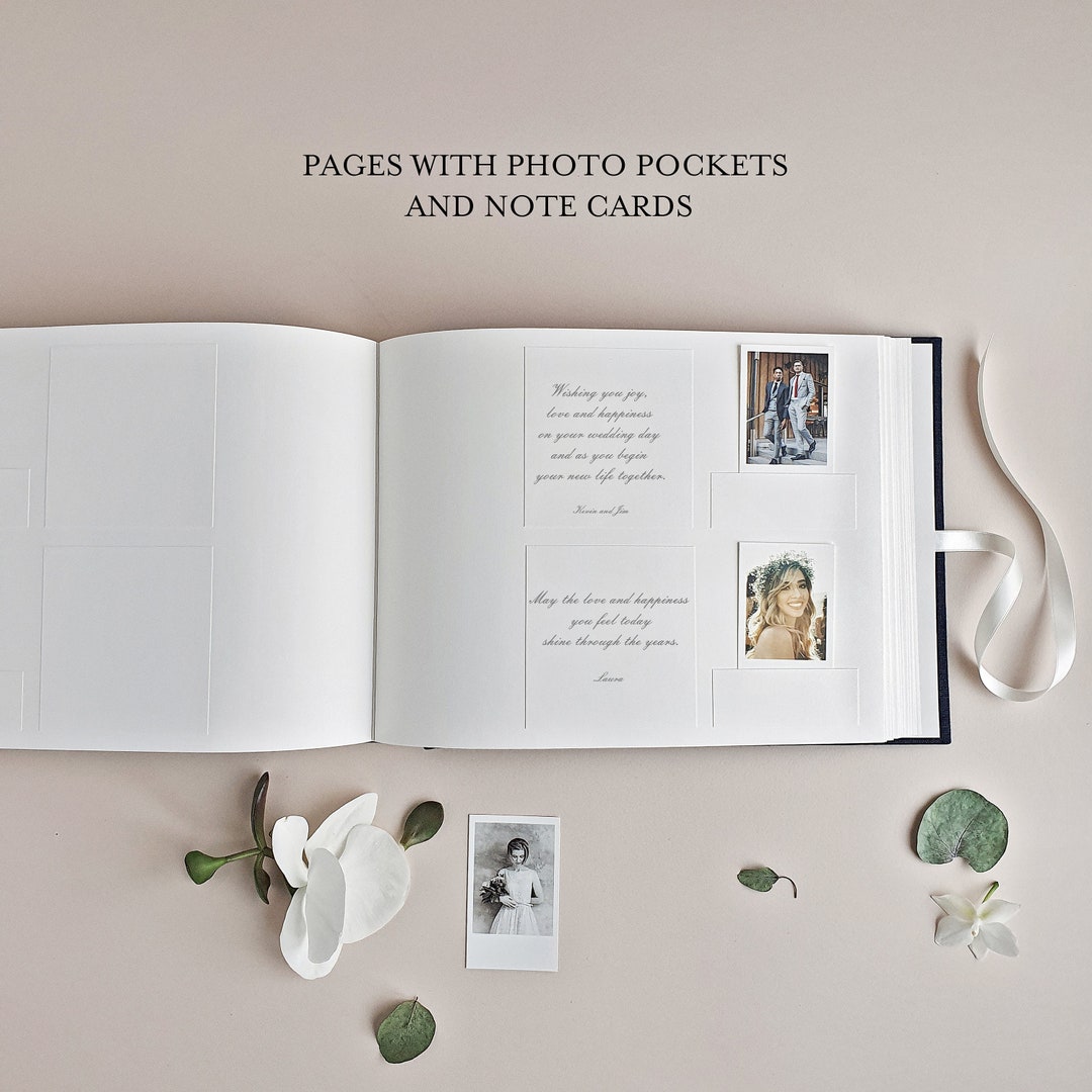 Lay Flat Instax Guest Book With Photo Pockets, Cardstock OFF-WHITE ...