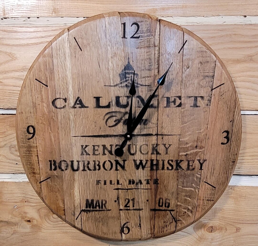 Calumet Farm Bourbon Barrel Clock, Laser Engraved Clock, Bourbon Barrel ...