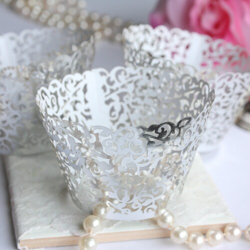 Metallic Silver Lace Cupcake Wrapper Cupcakes Liner - Etsy