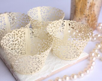 Brown Lace Filigree Cupcake Wrappers for Standard or MINI | Etsy