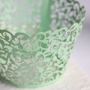 Mint Cupcake Wrappers for Mint Wedding Mint Green Lace - Etsy