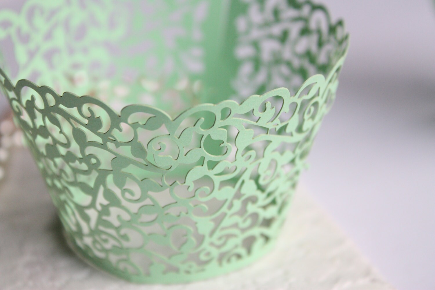 Mint Cupcake Wrappers for Mint Wedding Mint Green Lace | Etsy