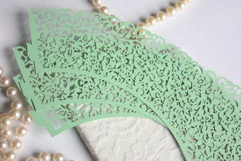 Mint Cupcake Wrappers for Mint Wedding Mint Green Lace - Etsy