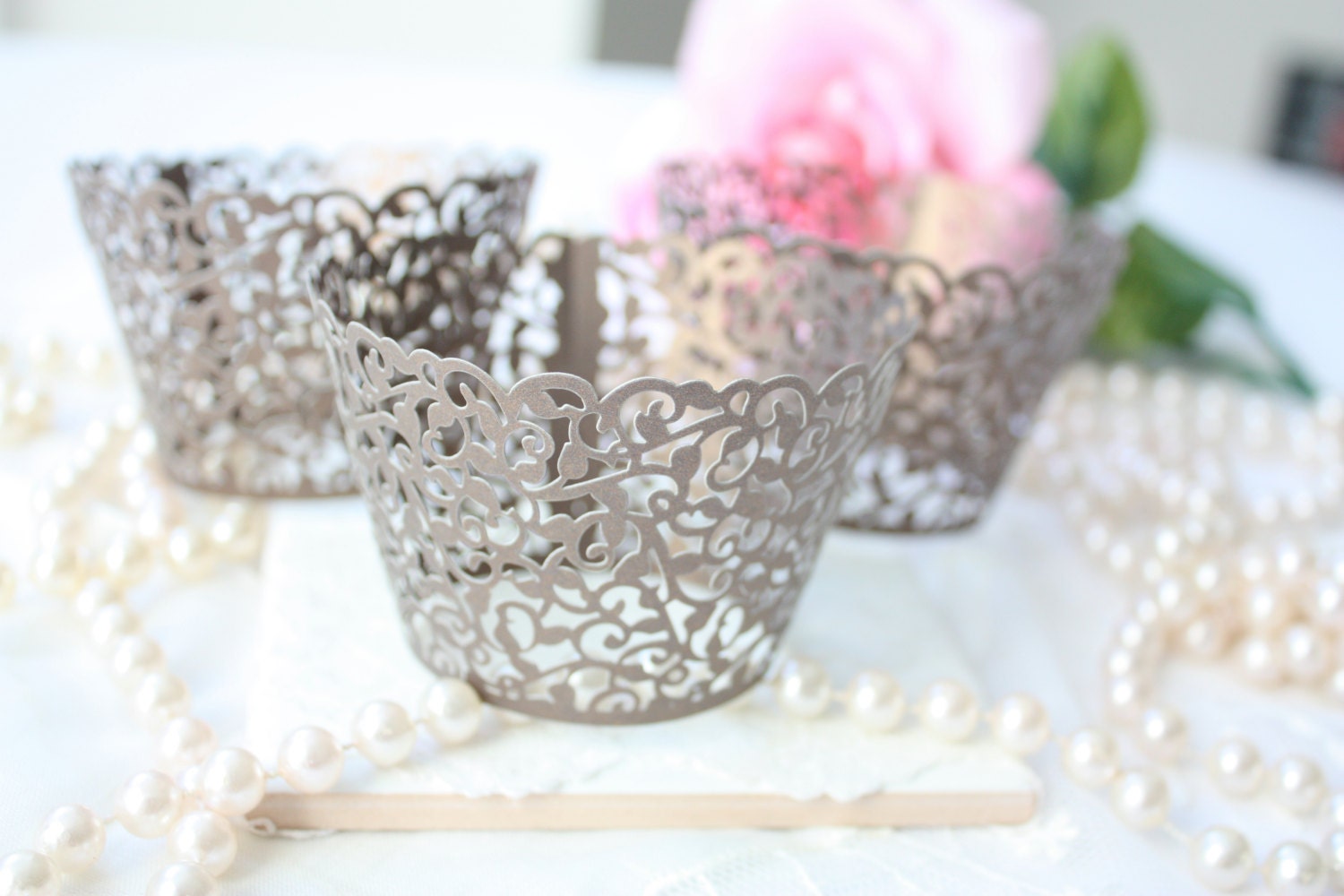 Brown Lace Filigree Cupcake Wrappers for Standard or MINI - Etsy