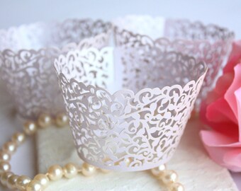 Brown Lace Filigree Cupcake Wrappers for Standard or MINI | Etsy