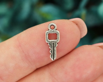 Tiny Sterling Silver Heart Key Charm A1282 Sterling Silver - Etsy