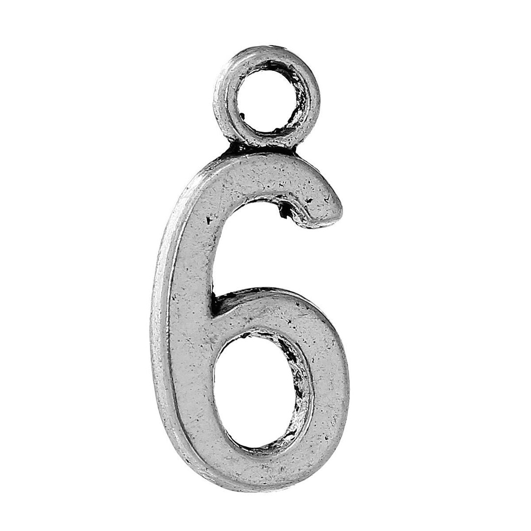 10 Silver Number Six Charms, Number 6, Silver Tone Charms (K-202) - Etsy