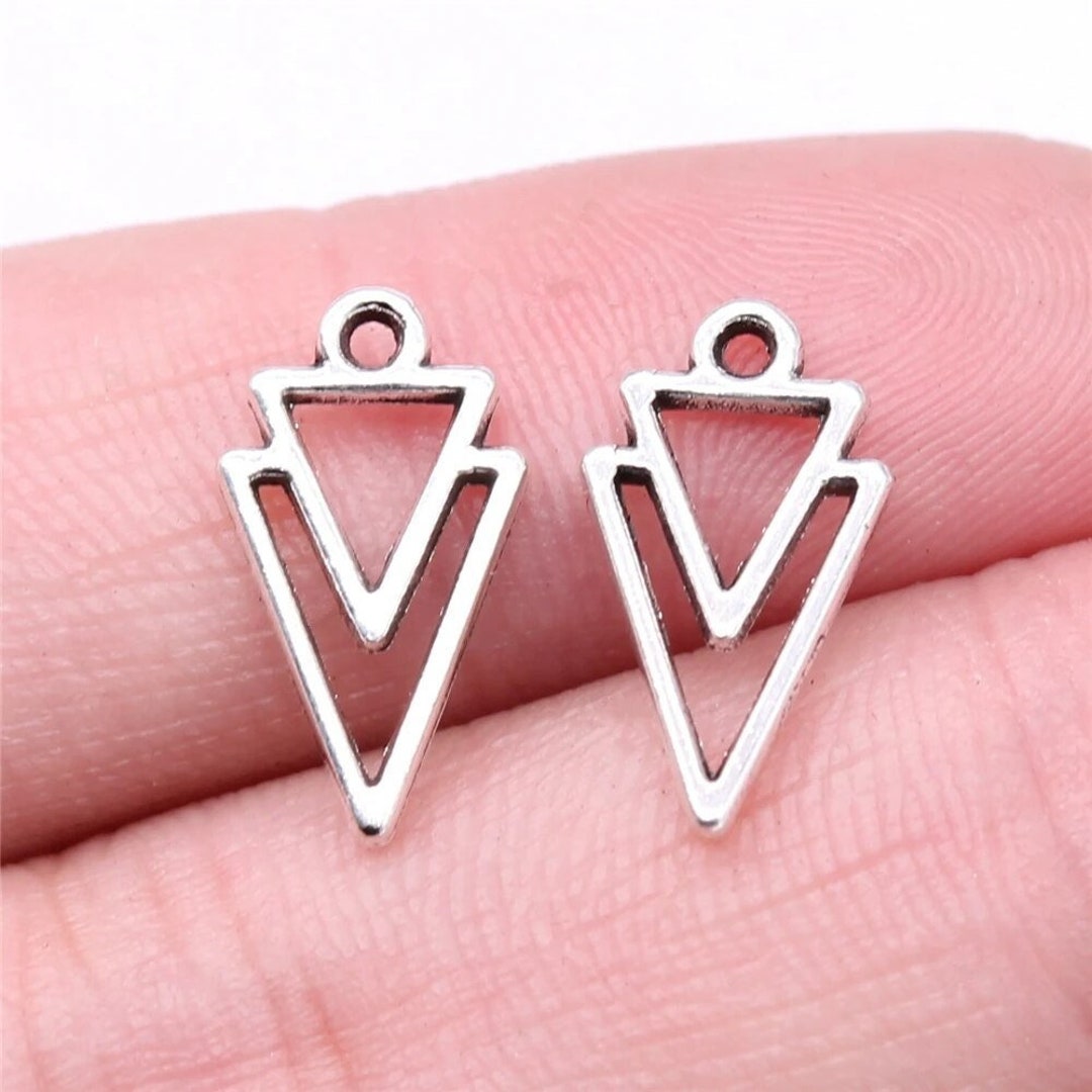 20 Silver Double Triangle Charms, 16x9mm, Silver Tone Charms (U-57) - Etsy