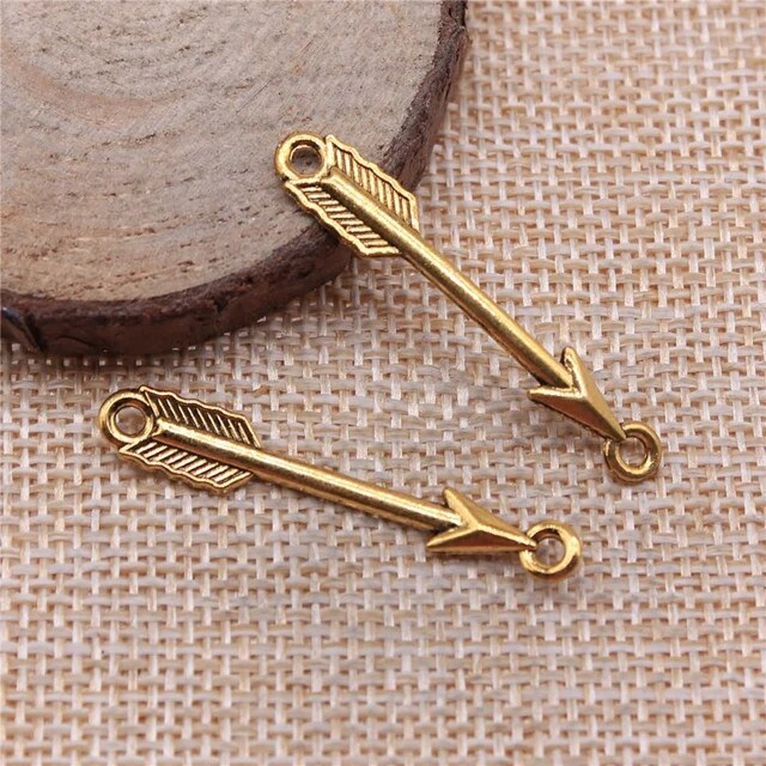 10 Gold Arrow Connector Charms, Antique Gold Tone (D-96) - Etsy