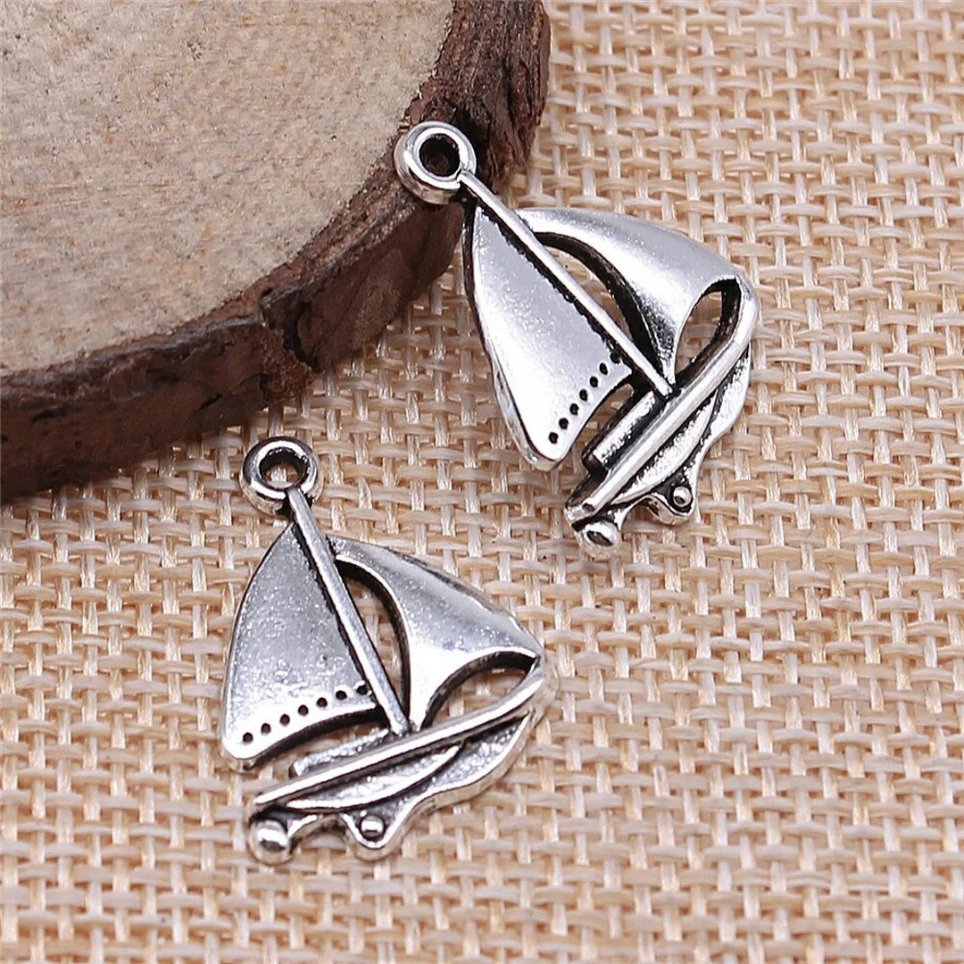 6 Silver Sailboat Charms, 24x17mm, Silver Tone Charms (B-142) - Etsy