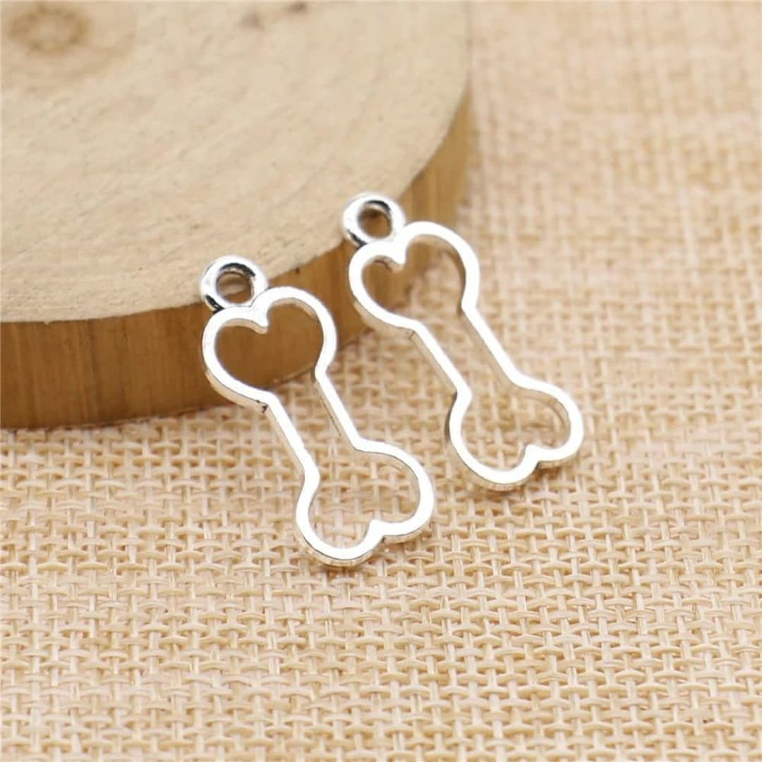 8 Silver Hollow Dog Bone Charms, 25x11mm, Silver Tone Charms (A-207) - Etsy