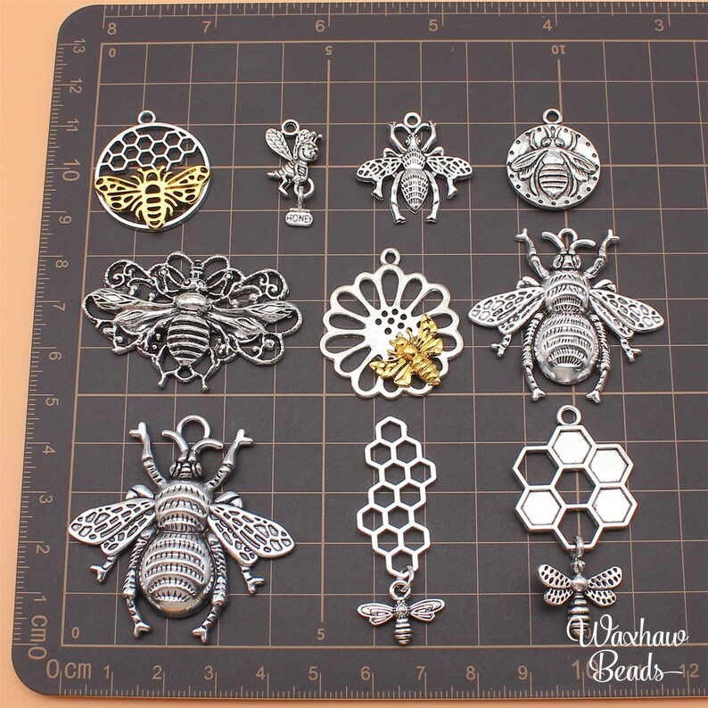 BULK 10 Silver Bee Charms, Mixed Lot of Charms (E-196) - Etsy