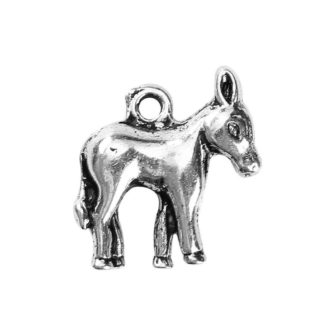 5 or Bulk 20 Silver Donkey Charms, 2 Sided, Silver Tone Charms (V-12 ...