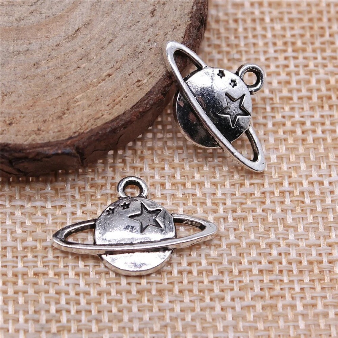 5 Silver Solar System Charms, Planet Charms, Silver Tone Charms (H-38 ...