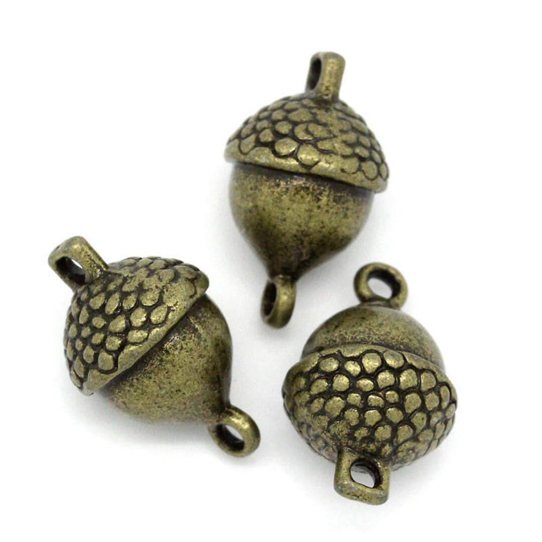 4 Bronze Acorn Connector Charms, Antique Bronze Tone (Q-9) - Etsy