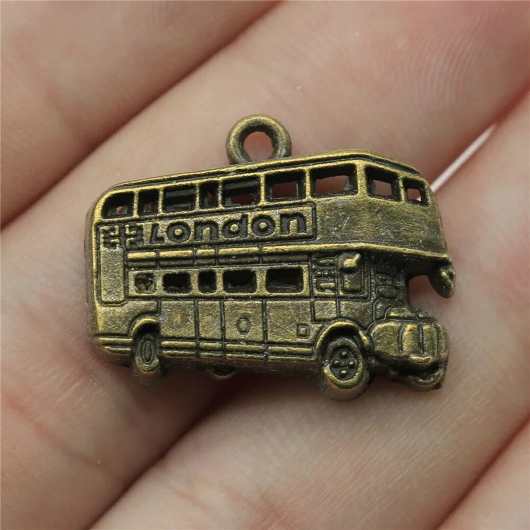 3 Bronze London Bus Charms, Double Decker Bus, Antique Bronze Tone ...