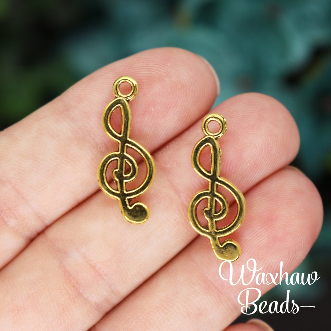 10 Gold Music Note Charms, Antique Gold Tone Charms (C-183) - Etsy