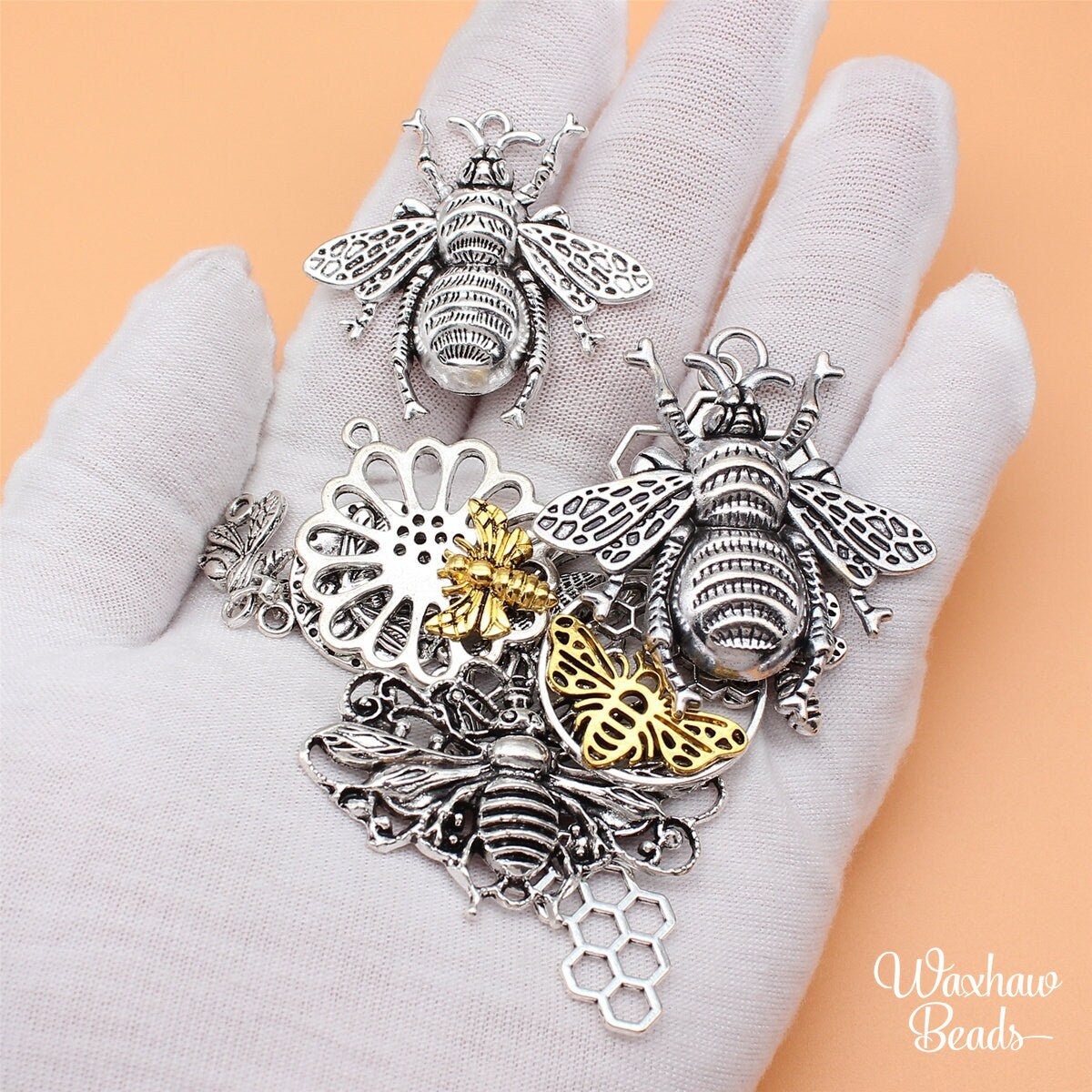 BULK 10 Silver Bee Charms, Mixed Lot of Charms (E-196) - Etsy