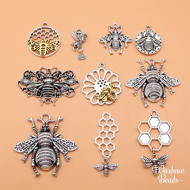 BULK 10 Silver Bee Charms, Mixed Lot of Charms (E-196) - Etsy