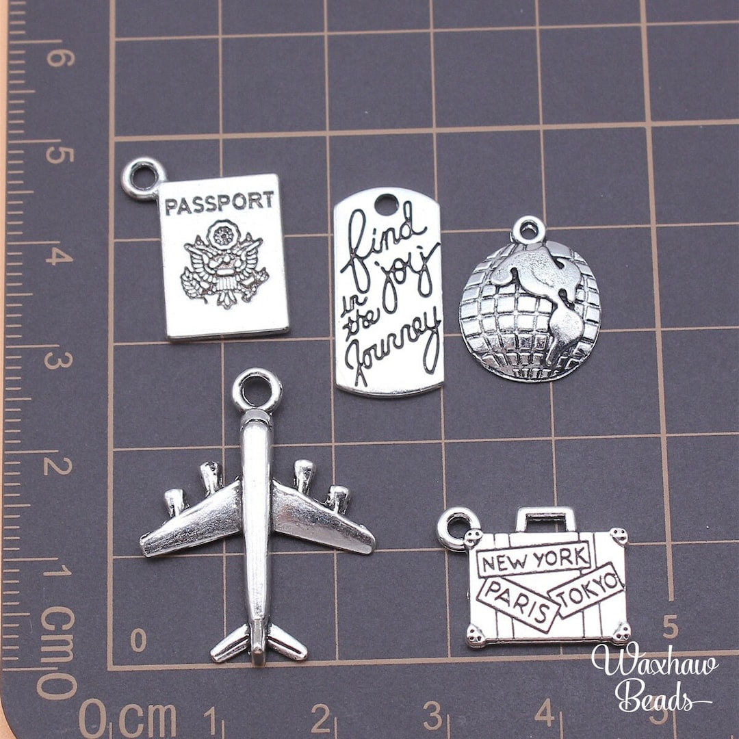 5 Silver Mixed Travel Charms, Travel Mix, Adventure, Vacation | Ships ...
