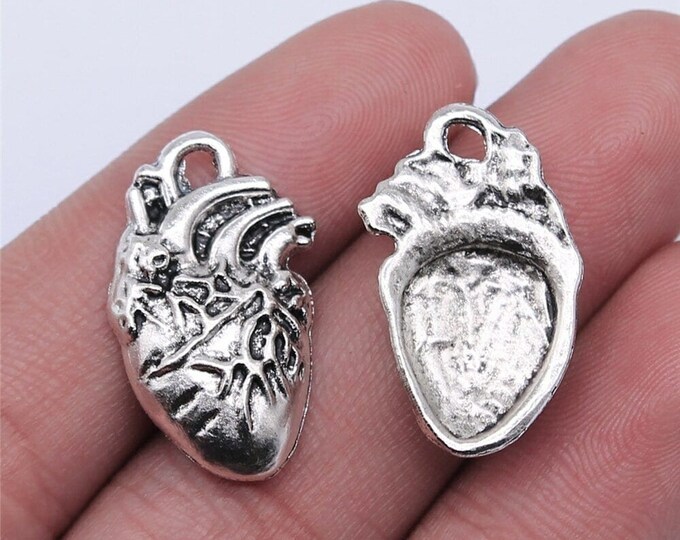 Silver Human Brain Charm, 3D Great Detail, Silver Tone Charms (L-108 ...