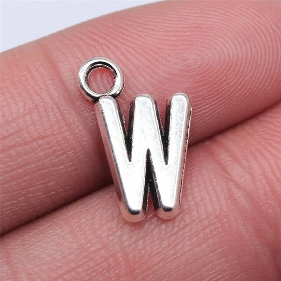 10 Silver Letter W Charms, Alphabet Charms, Silver Tone Charms (M-231 ...