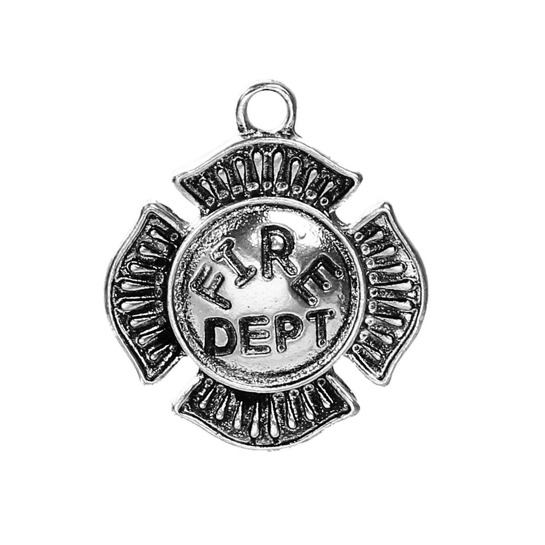 4 Silver Fire Department Charms, Silver Tone Charms (R-22) - Etsy