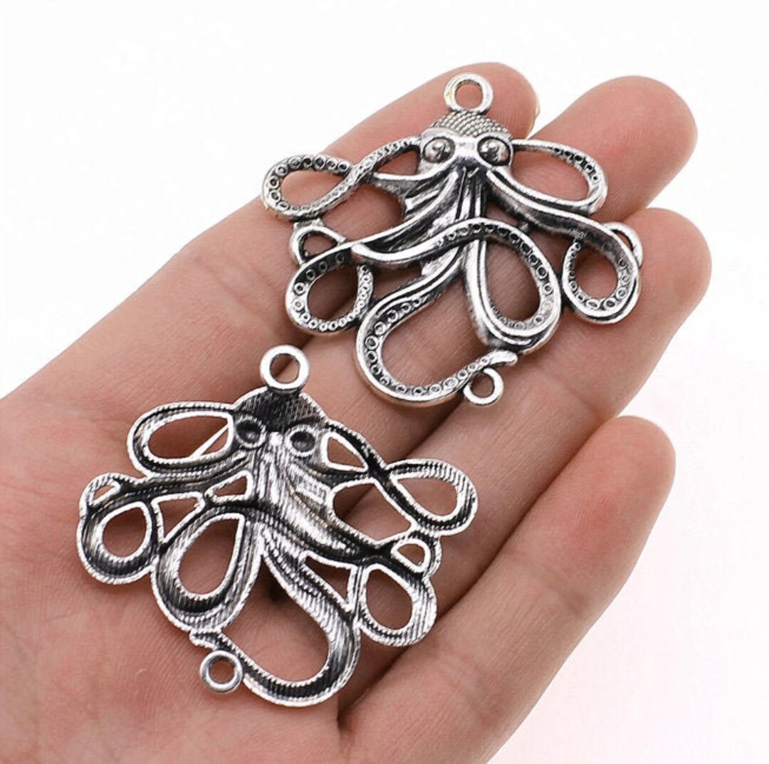 Large Silver Octopus Connector Charm, 48x45mm, Silver Tone Charms (L-8 ...
