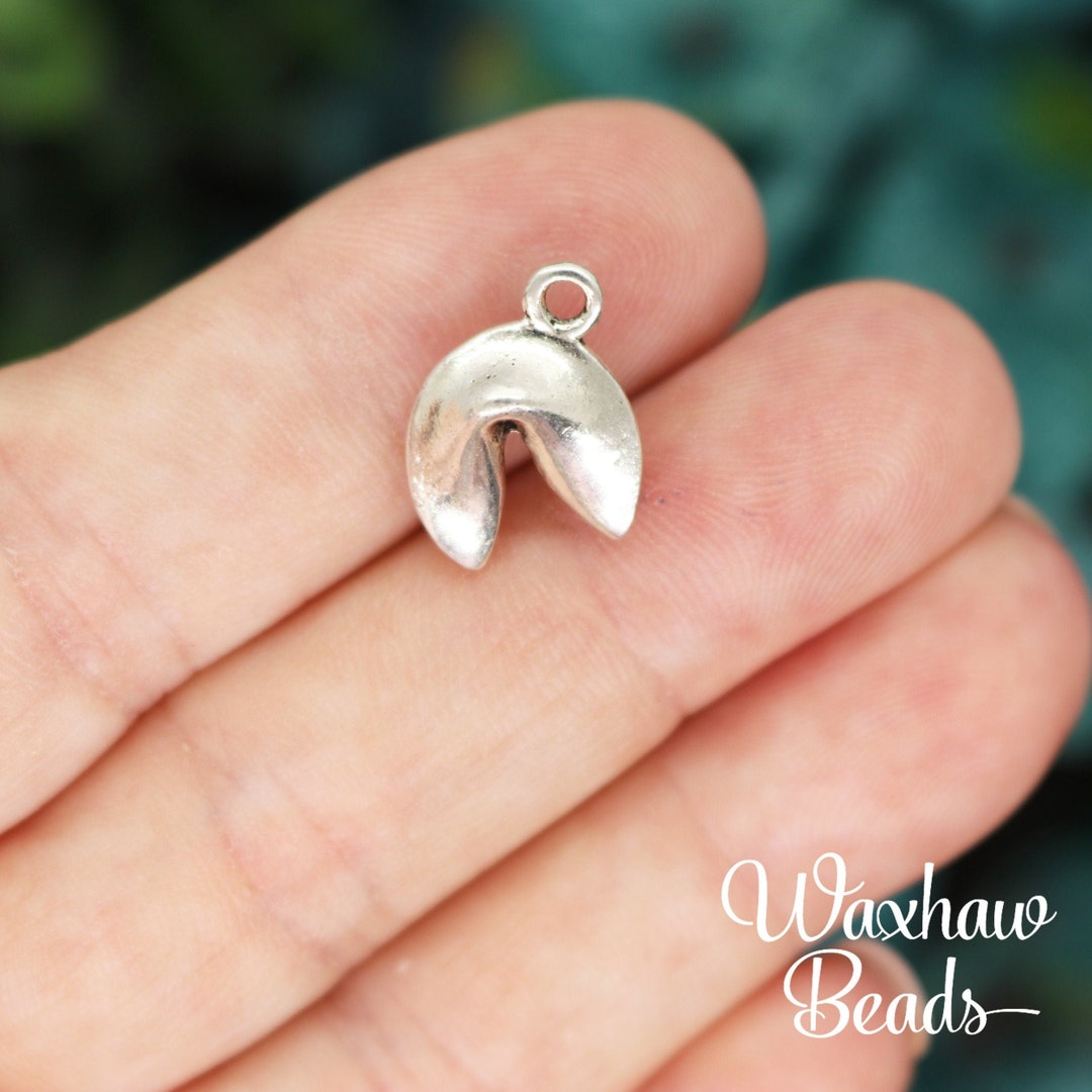 3 Silver Fortune Cookie Charms, Luck Charms, 14x12mm, Silver Tone ...