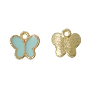 5 Light Blue Butterfly Charms, Gold Plated Enamel L-117 - Etsy