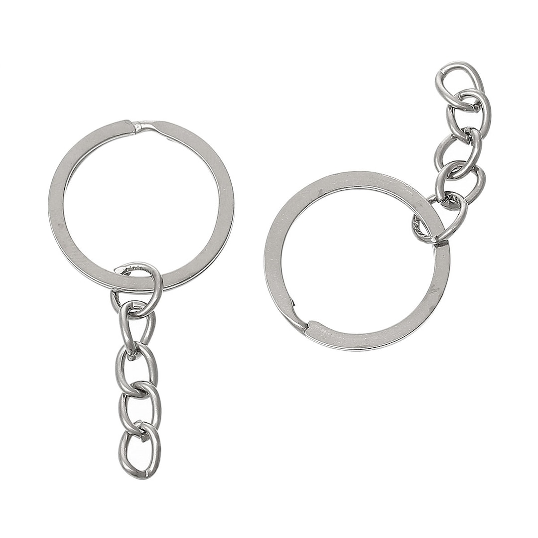 8, 25 Bulk Key Chain Rings, 24mm Chain and Jump Ring, Silver Tone (T-76 ...
