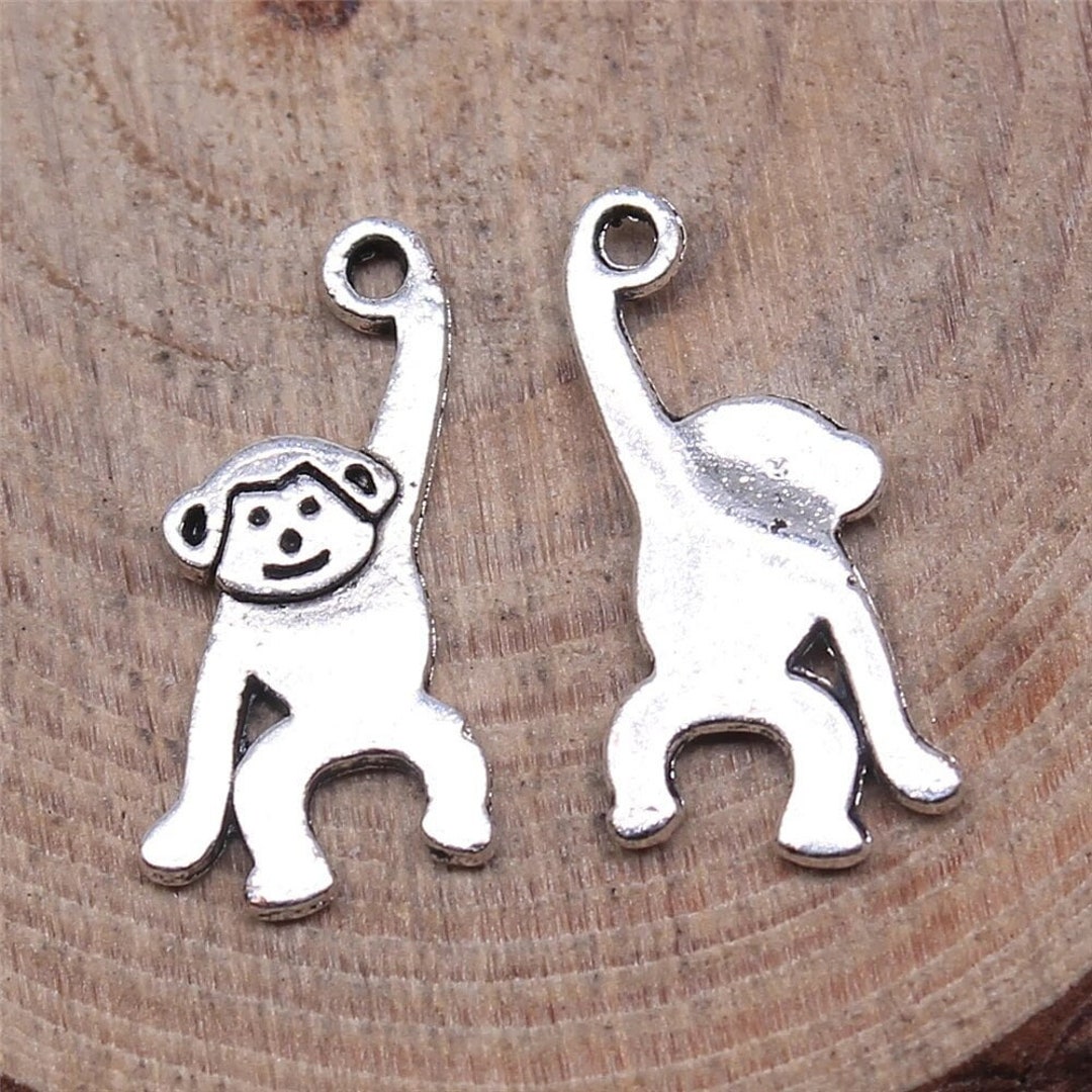 15 Silver Monkey Charms, 16x8mm, Silver Tone Charms (E-224) - Etsy