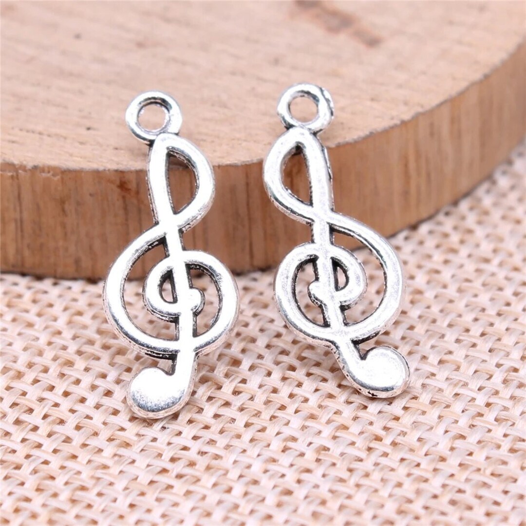 8 Silver Music Note Charms, 26x10mm, Silver Tone Charms (G-200) - Etsy