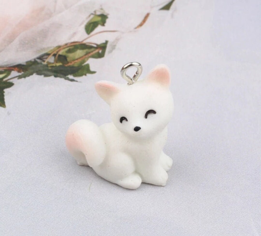 White Fox Charm,3d, Adorable Resin (E-182) - Etsy