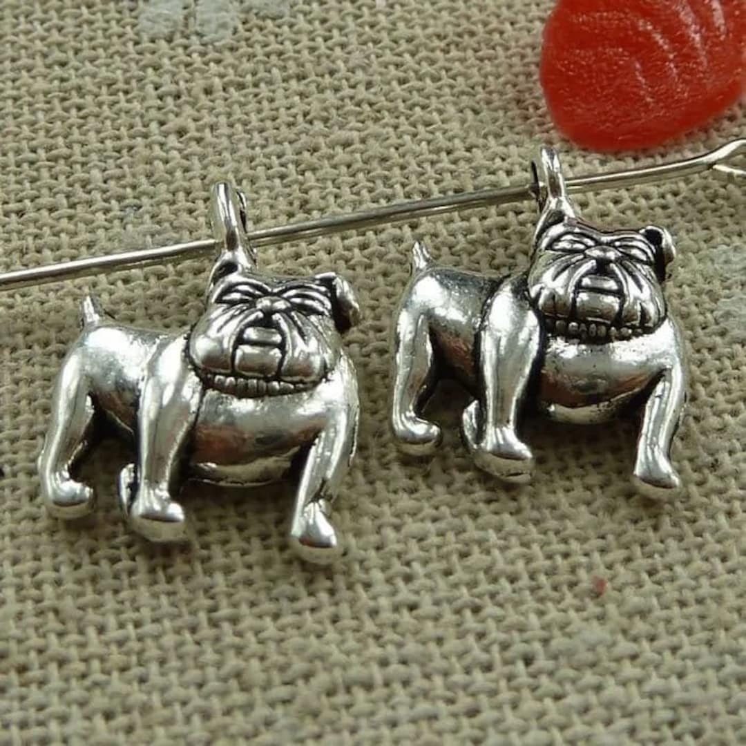 8 Silver Bulldog Charms, 18x13mm, Silver Tone Charms (O-161) - Etsy