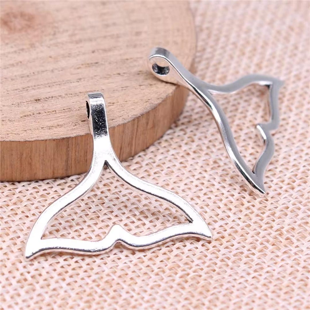 5 Silver Whale Tale Charms, 32x39mm, Silver Tone Charms (B-155) - Etsy