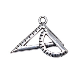 5 Silver Architect Triangle Ruler Charms, 20x21mm, Silver Tone Charms ...
