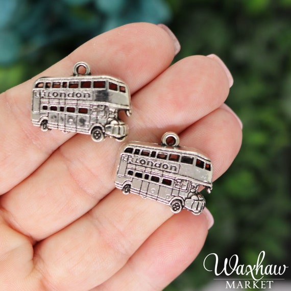 5 London Bus Charms Antique Silver Plated B-118 | Etsy