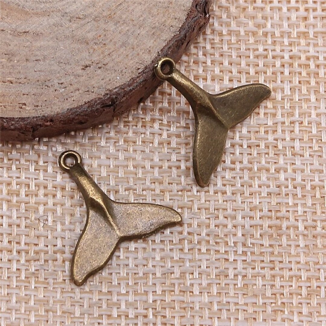 10 Bronze Dolphin Tail Charms, Whale Tail Charms, Antique Bronze Tone ...