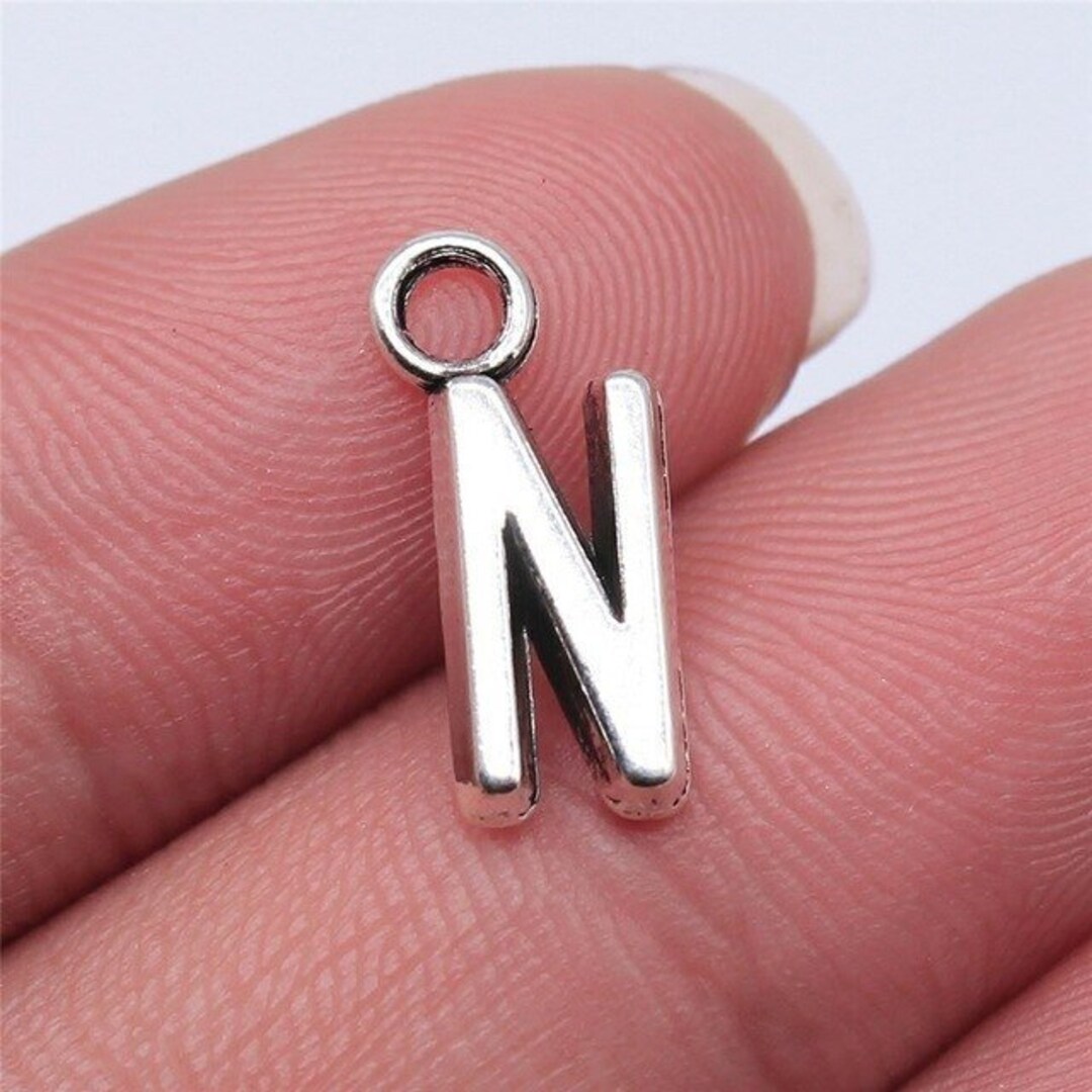 12 Silver Letter N Charms, Alphabet Charms, Silver Tone Charms (F-140 ...