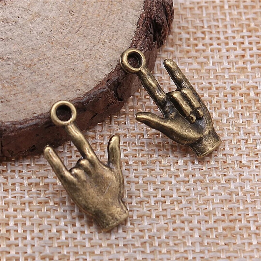 3 Bronze Love You Hand Sign Charms, Love Sign Language, Antique Bronze ...