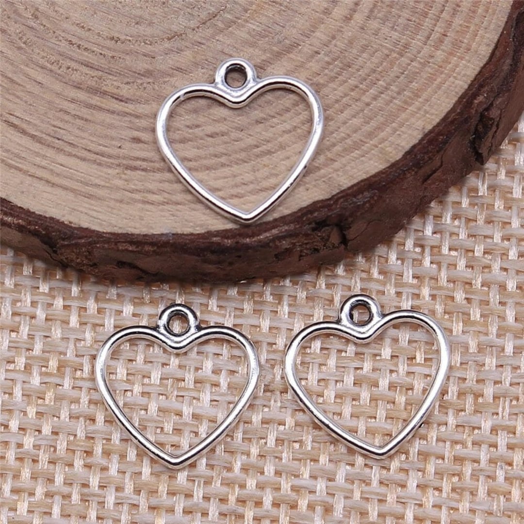 20 Silver Open Heart Charms, Hallow Heart, Silver Tone Charms (N-32) - Etsy