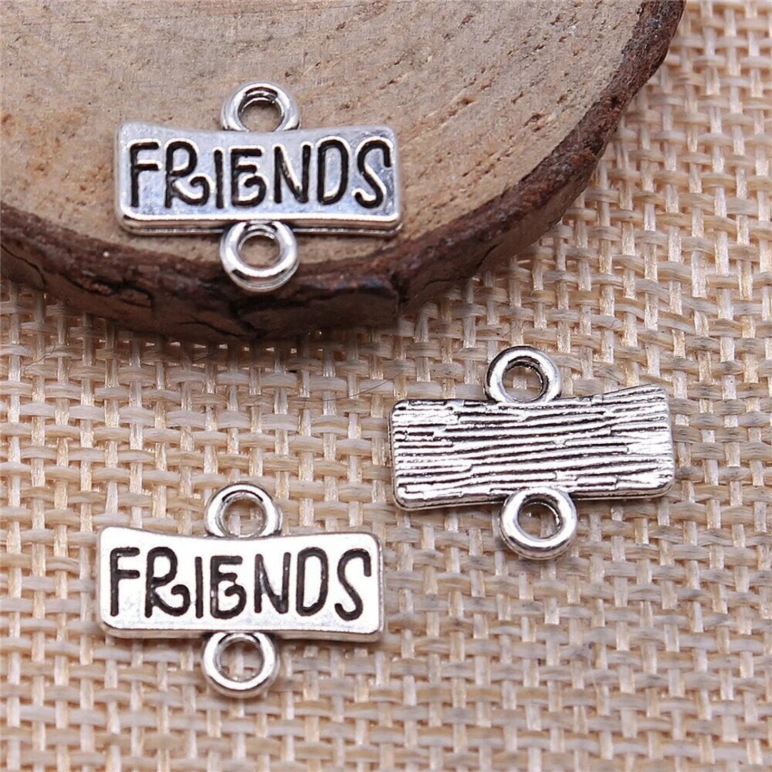 5 Silver Friends Connector Charms, 13x15mm Silver Tone Charms (N-234 ...
