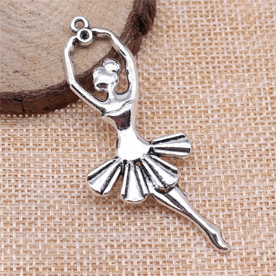 2 Silver Dancing Ballerina Charms, Dancer Charms, 61x24mm, Silver Tone ...