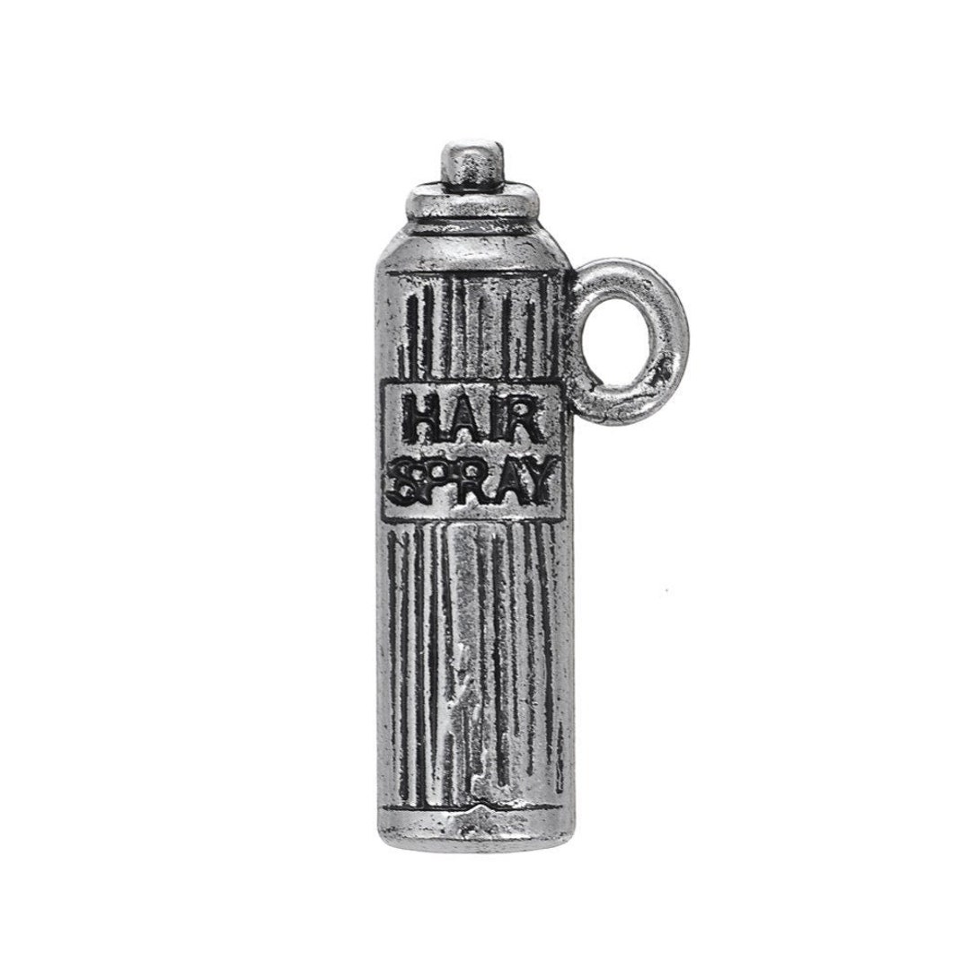 2 Silver Hair Spray Charms, 2 Sided, Silver Tone Charms K-115 - Etsy