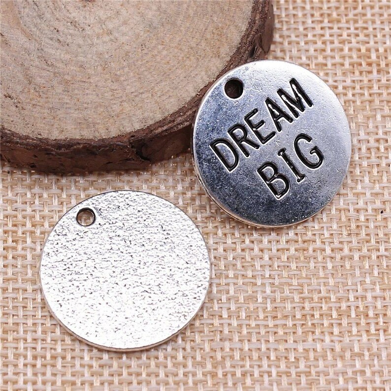 2 Silver Dream Big Engraved Charms, 25mm, Silver Tone Charms (U-234) - Etsy