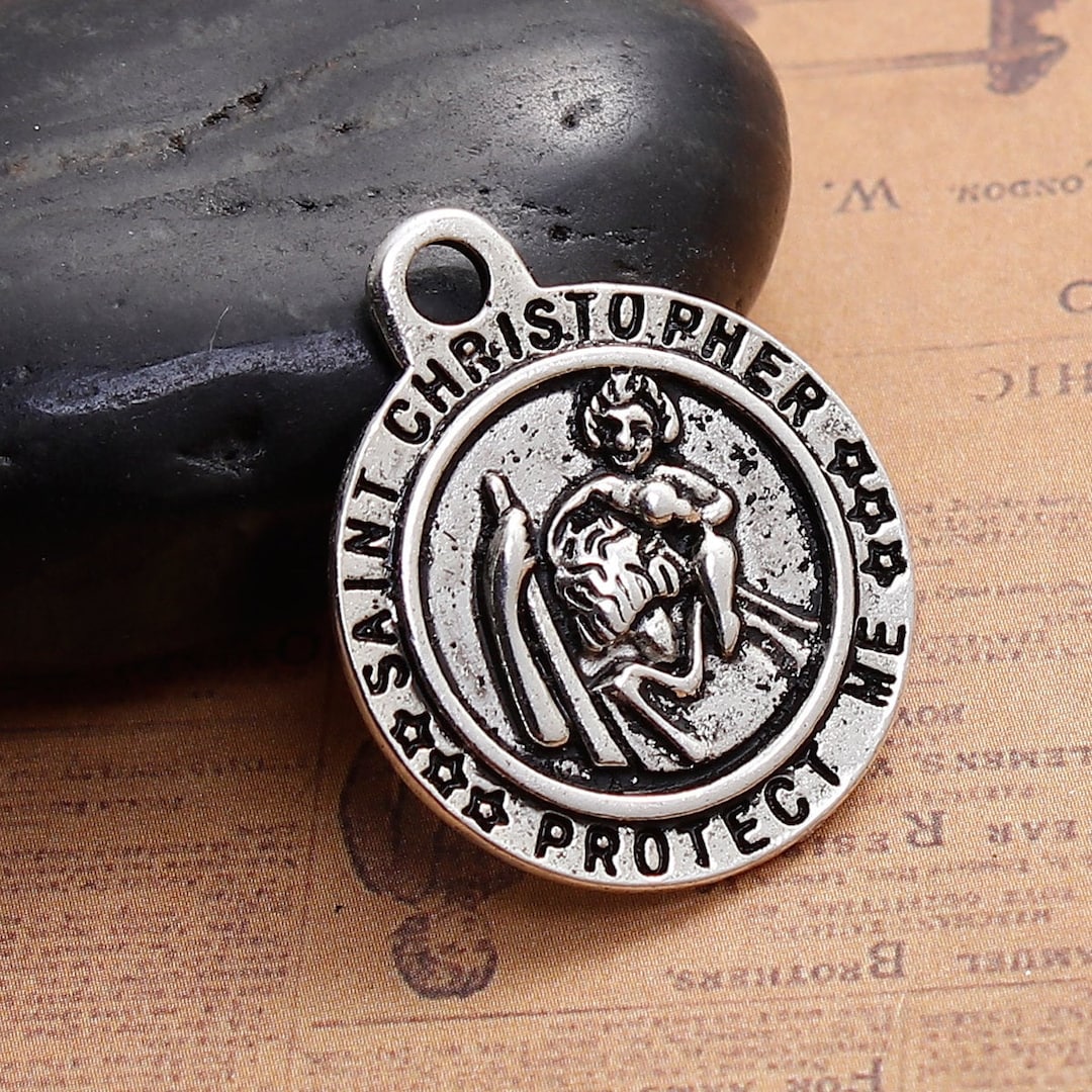 2 Silver Saint Christopher Charms, 29x24mm, Silver Tone Charms (I-85 ...