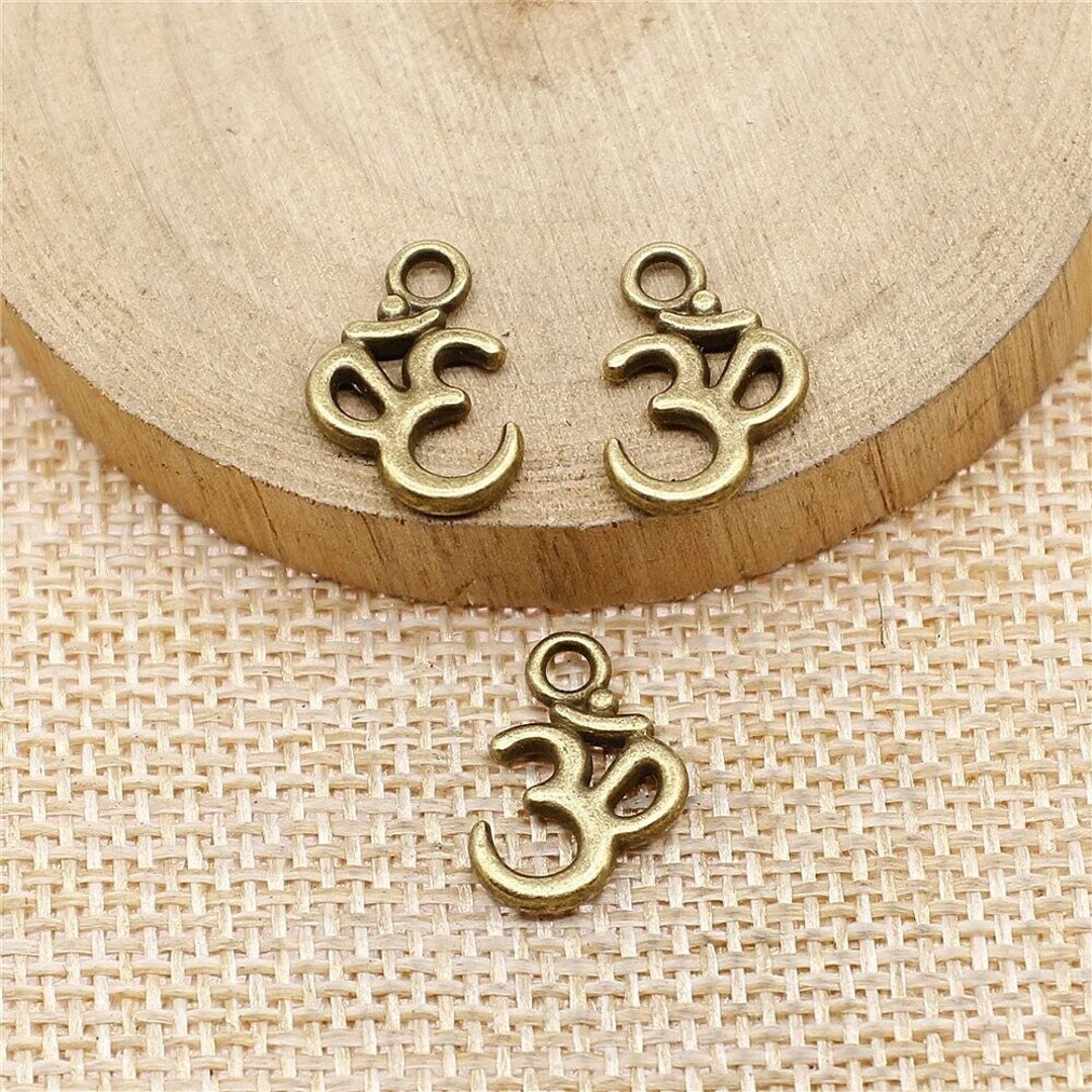 10 Bronze OM Symbol Charms, 15x10mm, Antique Bronze Tone Charms (L-15 ...