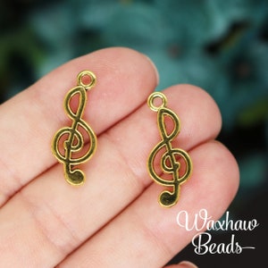 10 Gold Music Note Charms, Antique Gold Tone Charms (C-183) - Etsy