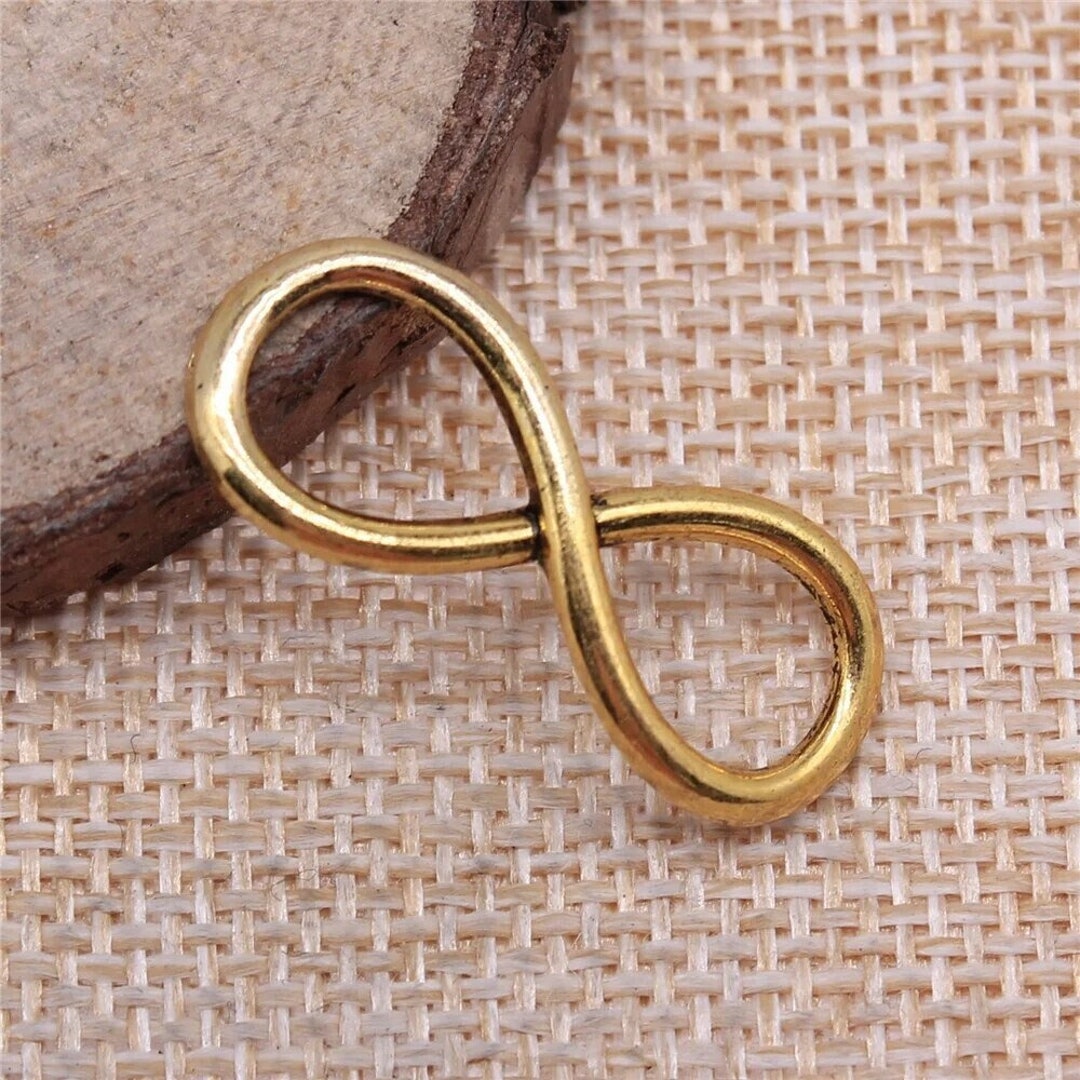 5 Gold Infinity Charm Connectors, 30x12mm, Antique Gold Tone (D-202) - Etsy